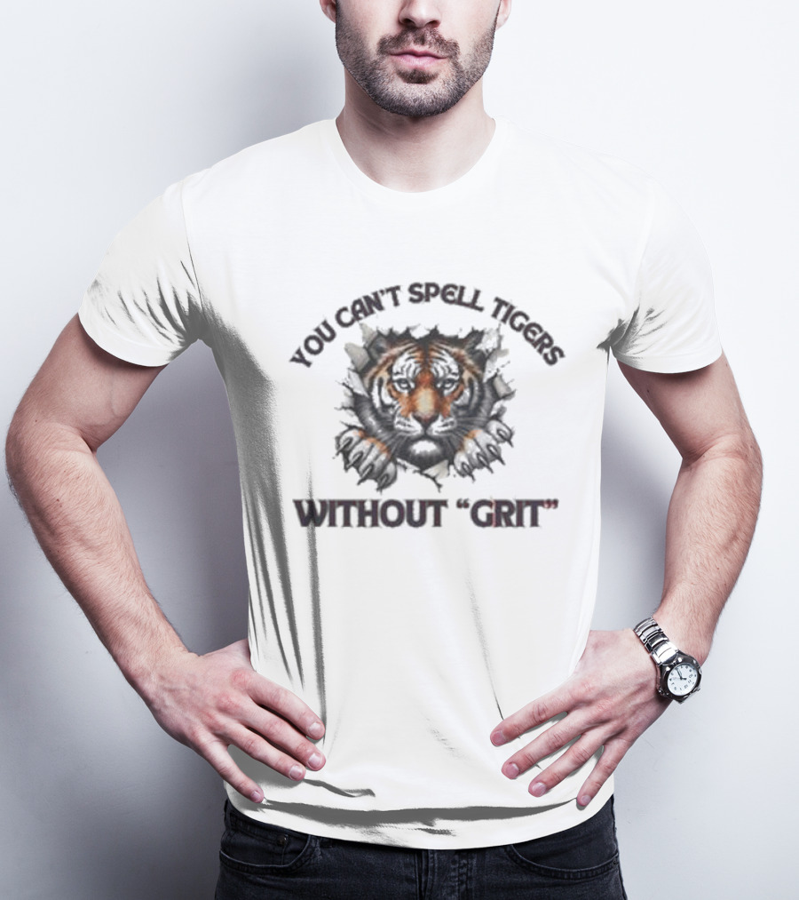 You Can't Spell Tigers Without Grit October Ready Detroit Tiger Fierce Spirit T-Shirt