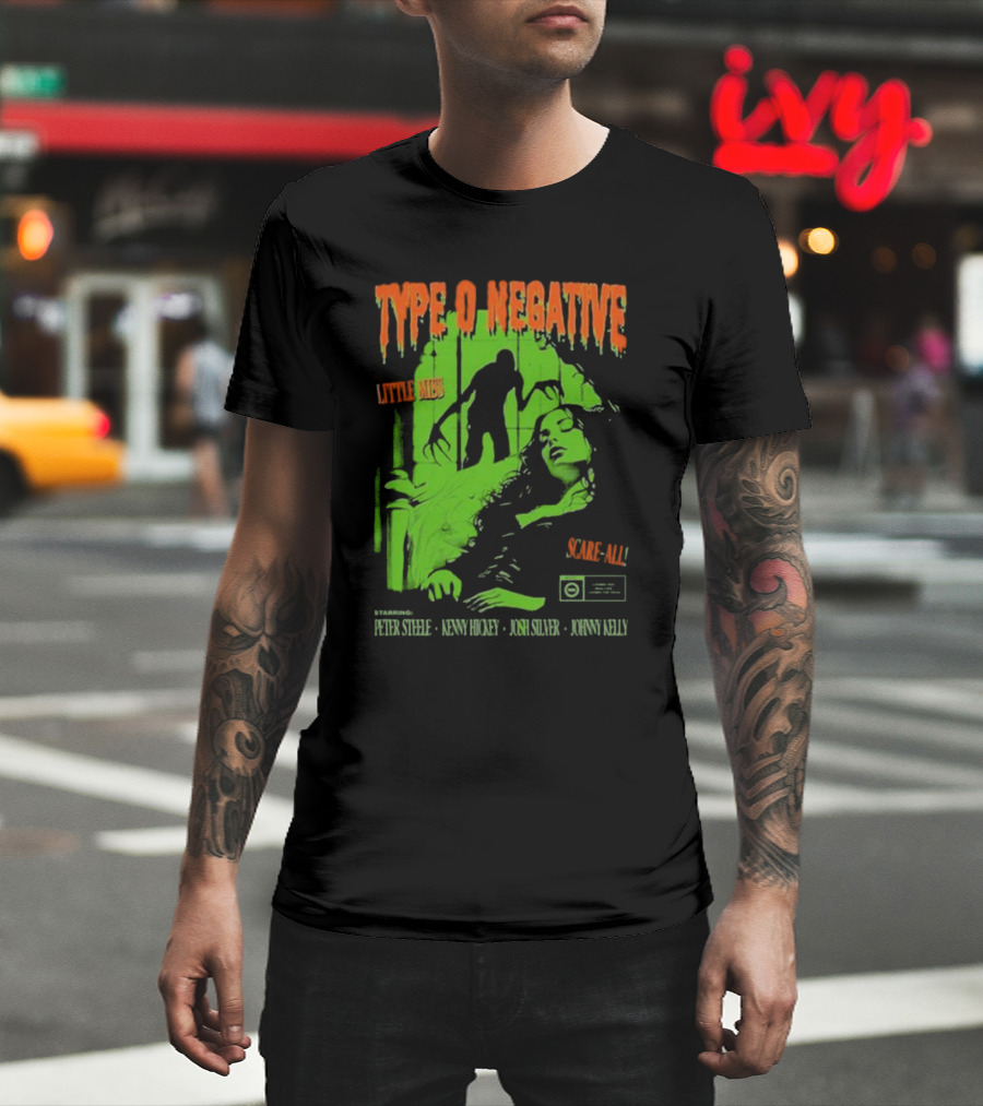 Type O Negative Little Miss Scare-All Horror Starring Peter Steele Kenny Hickey Josh Silver Johnny Kelly T-Shirt