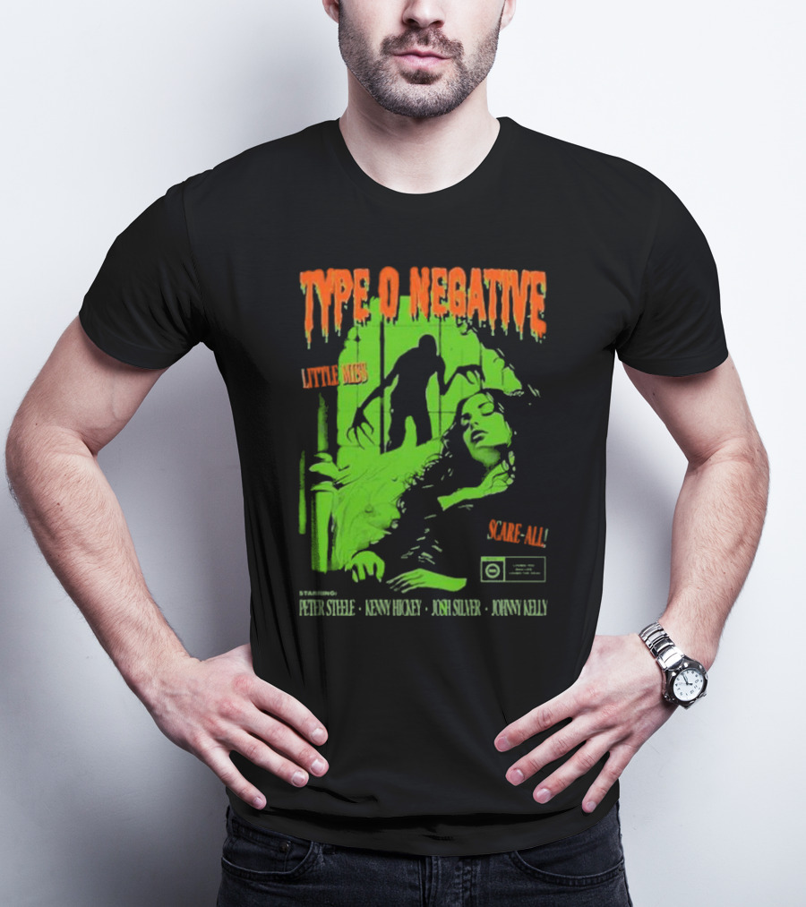 Type O Negative Little Miss Scare-All Horror Starring Peter Steele Kenny Hickey Josh Silver Johnny Kelly T-Shirt
