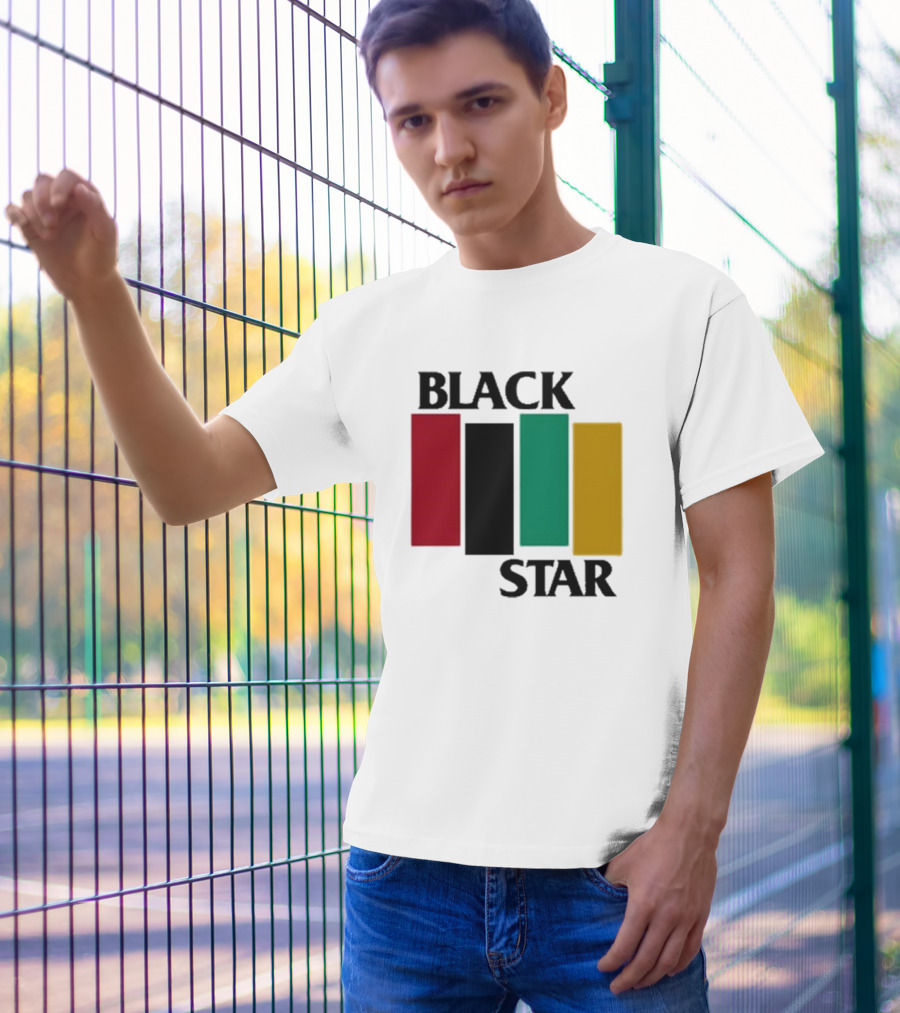 Black Star Flag Red Black Green Gold Vertical Bars T-Shirt