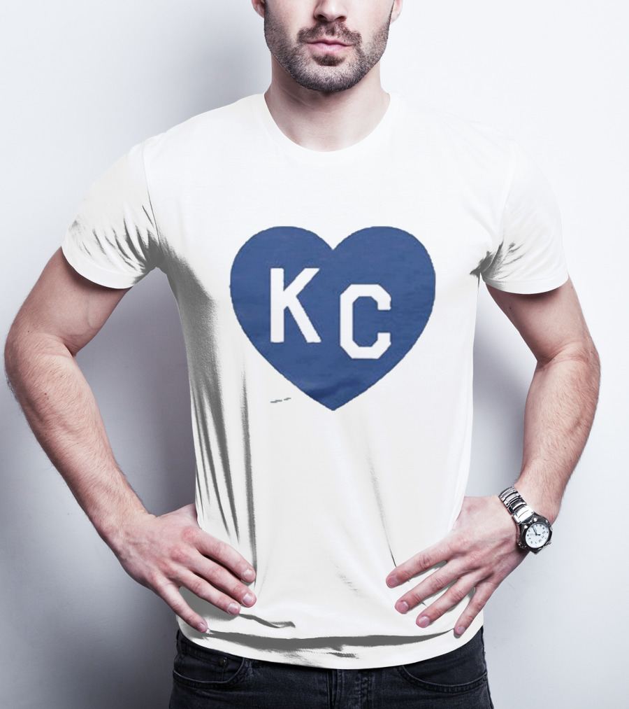 KC Heart Powder Blue Navy T-Shirt