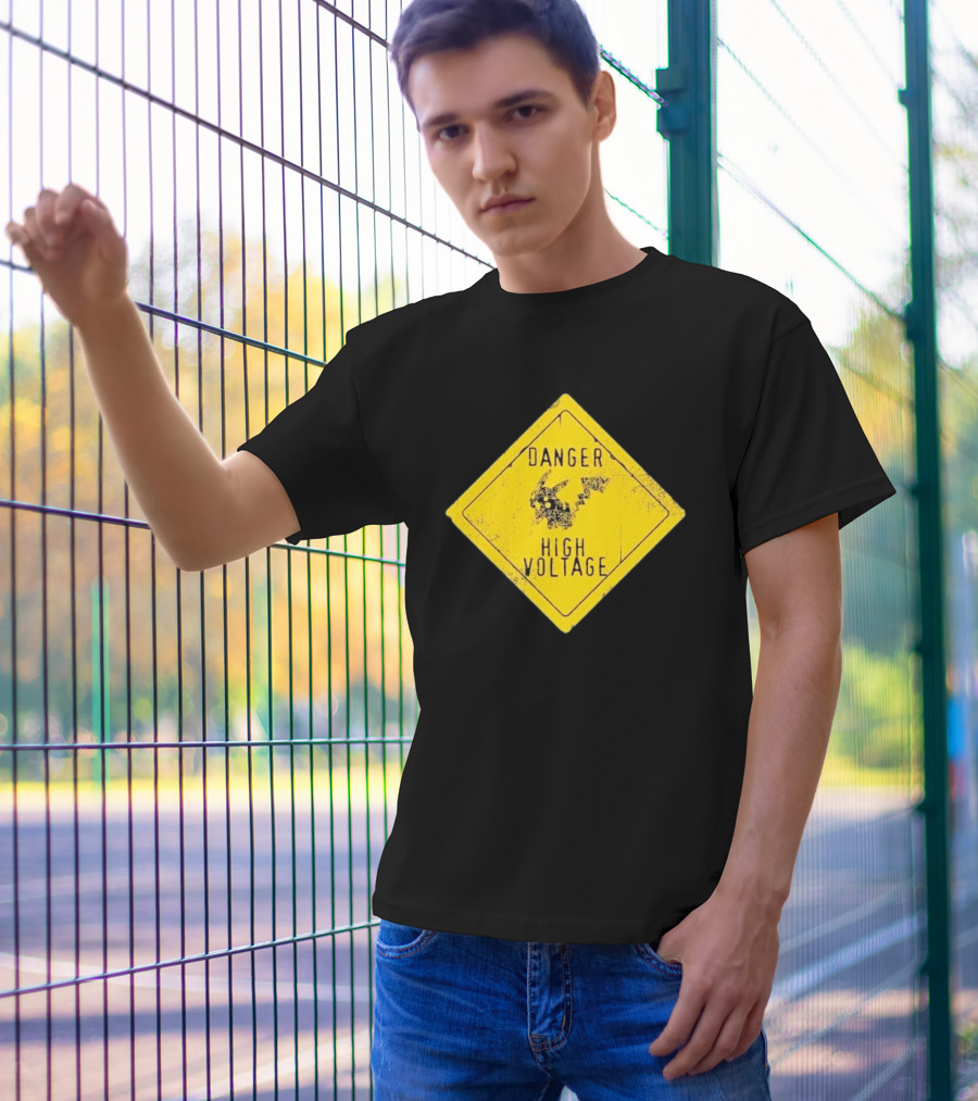 Pikachu Danger High Voltage Sign Warning T-Shirt