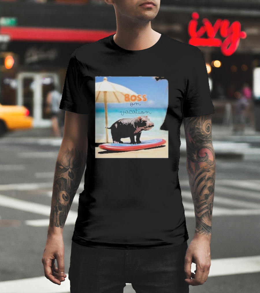 Boss On Vacation Hippo Beach Fun Series Summer T-Shirt