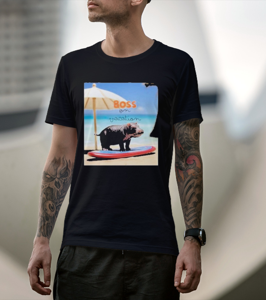 Boss On Vacation Hippo Beach Fun Series Summer T-Shirt