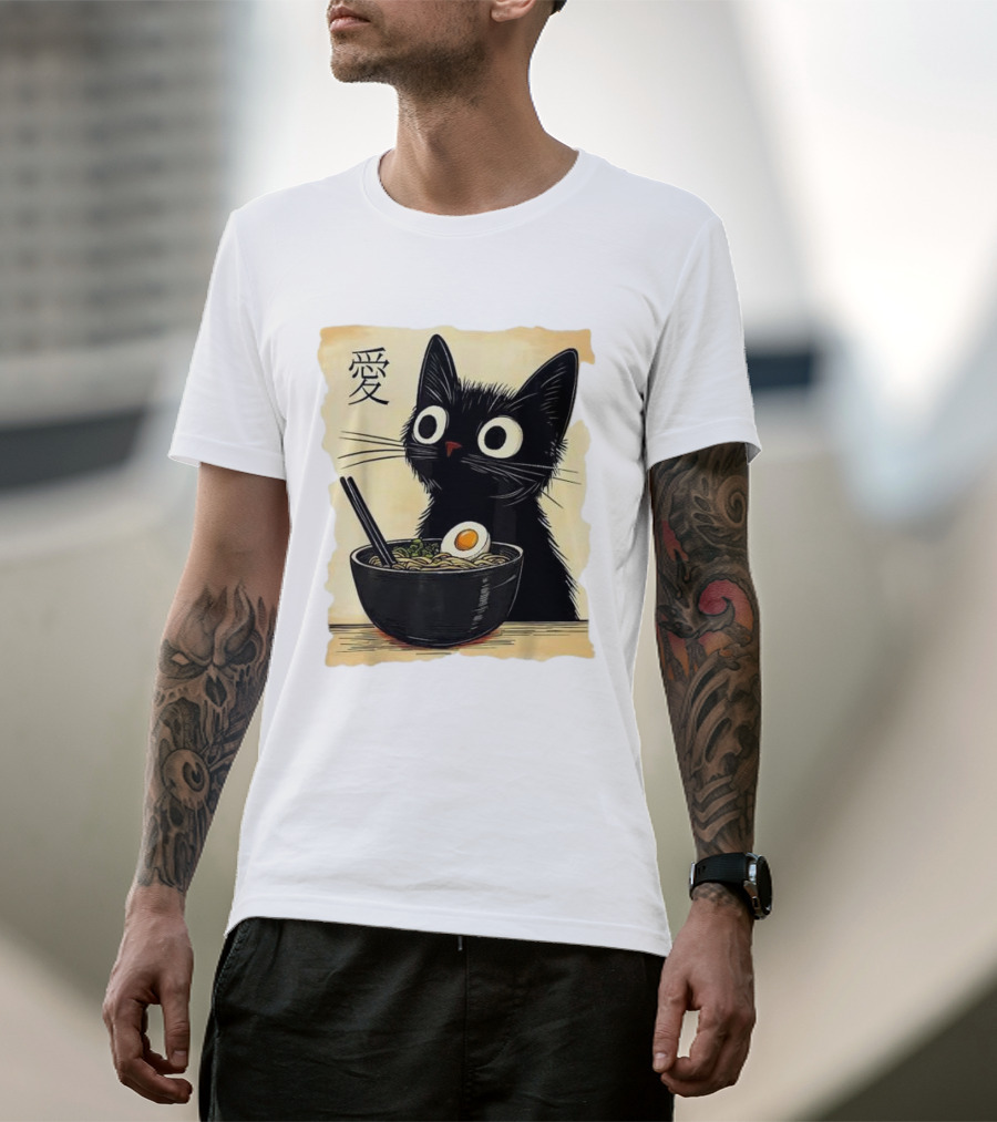 Cat Ramen Japanese Kawaii Anime Cat 愛 T-Shirt