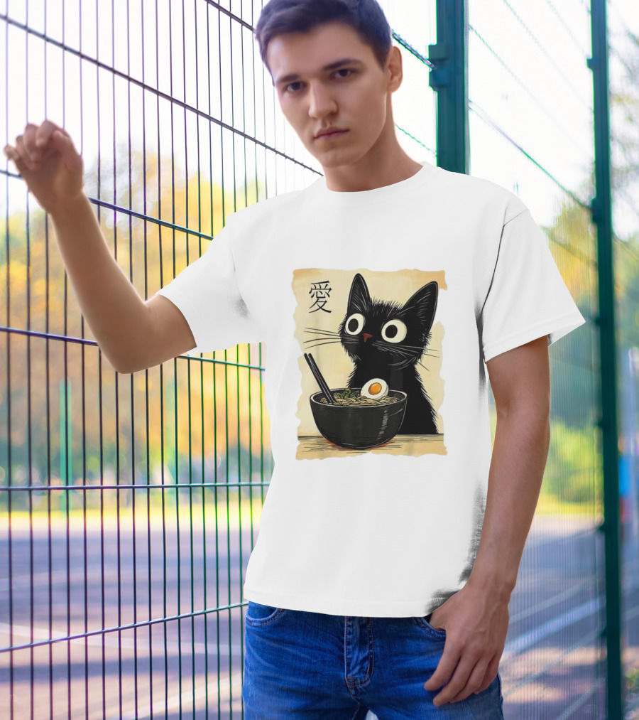 Cat Ramen Japanese Kawaii Anime Cat 愛 T-Shirt