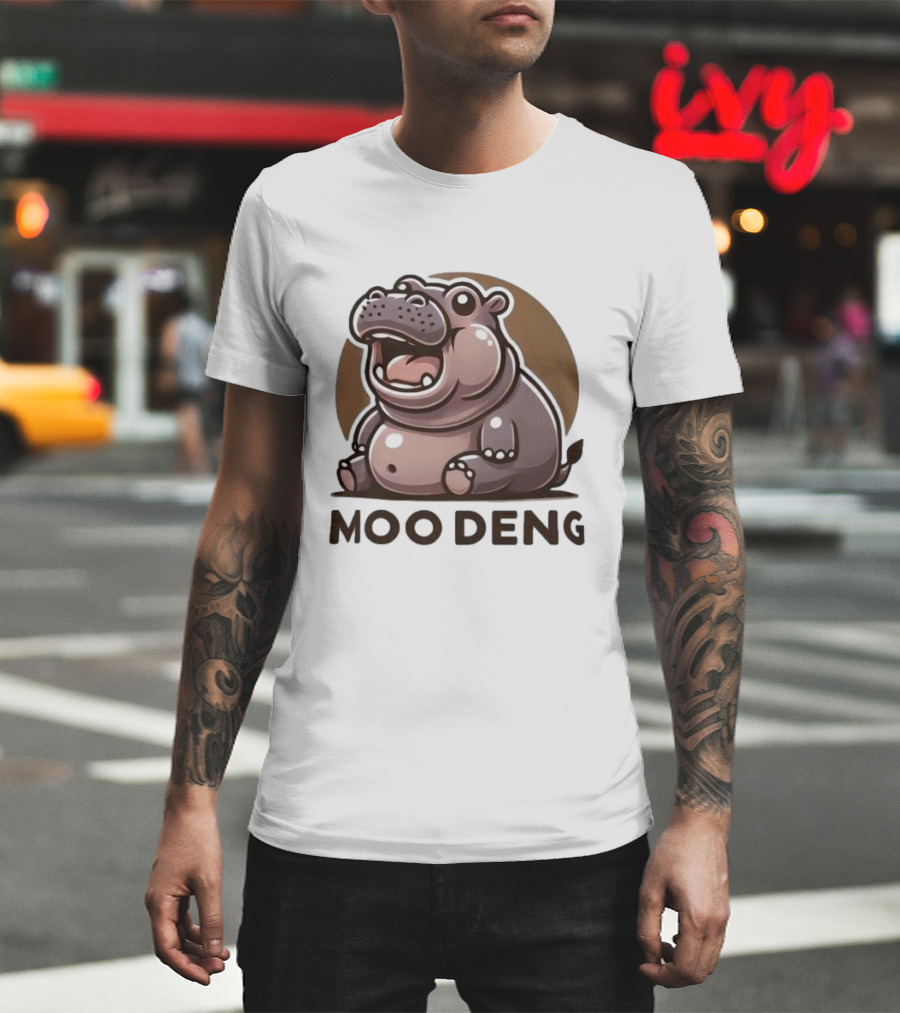 Moo Deng Baby Hippo Fat Cartoon Character T-Shirt