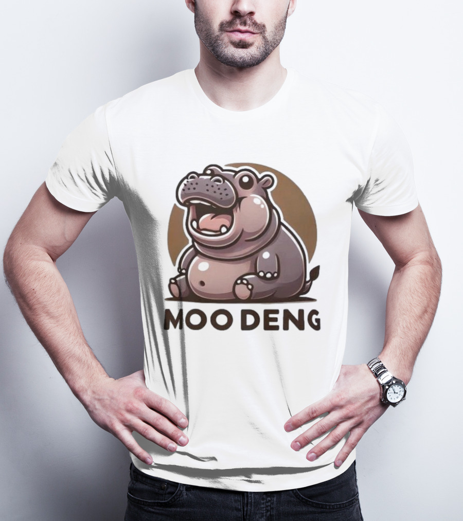 Moo Deng Baby Hippo Fat Cartoon Character T-Shirt