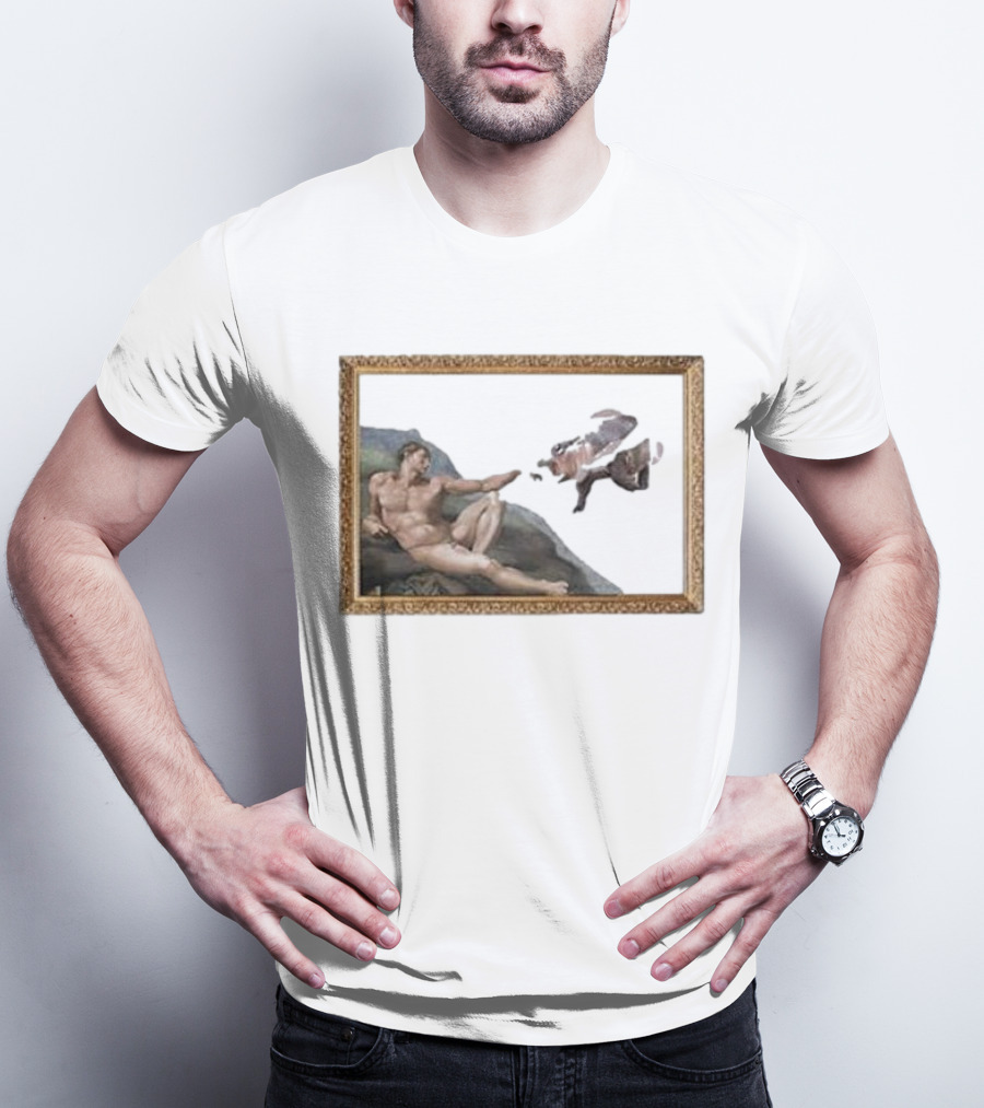 Michelangelo Moo Deng Creation Parody Vintage Frame T-Shirt