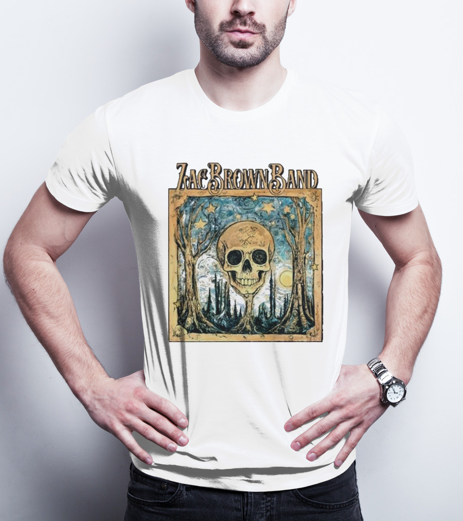 Zac Brown Band Skull Starry Forest Scene T-Shirt