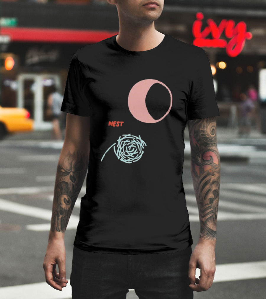 Nest And Moon Phases In Minimalist T-Shirt