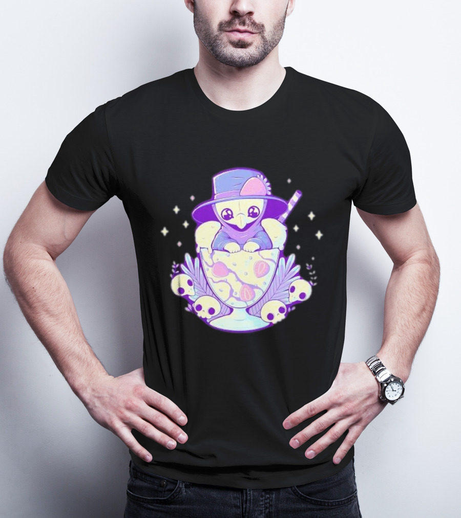 Cute Plague Doctor Ice Cream Delight With Skulls And Stars T-Shirt