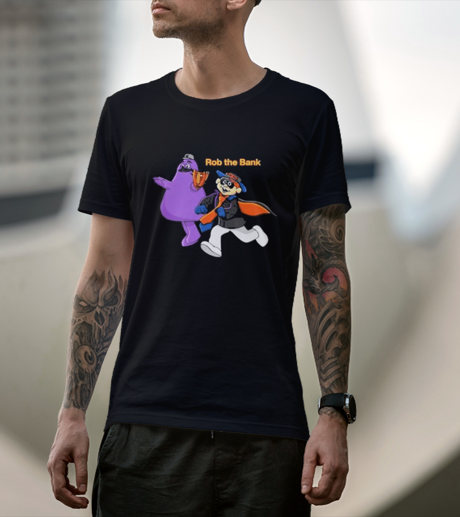 Grimace Monster Accompanies Rob The Bank Heist With Classic Burglar Image T-Shirt