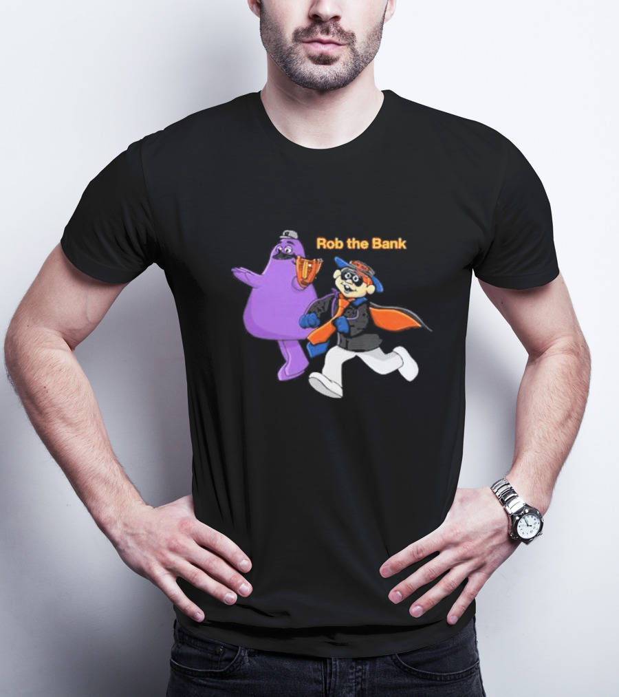 Grimace Monster Accompanies Rob The Bank Heist With Classic Burglar Image T-Shirt
