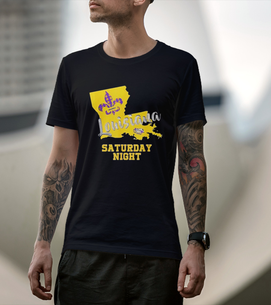 Louisiana Saturday Night LSU Tigers Fleur De Lis T-Shirt