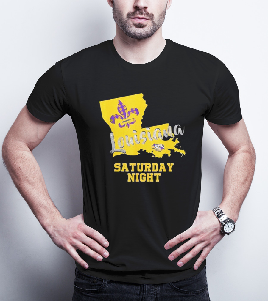 Louisiana Saturday Night LSU Tigers Fleur De Lis T-Shirt