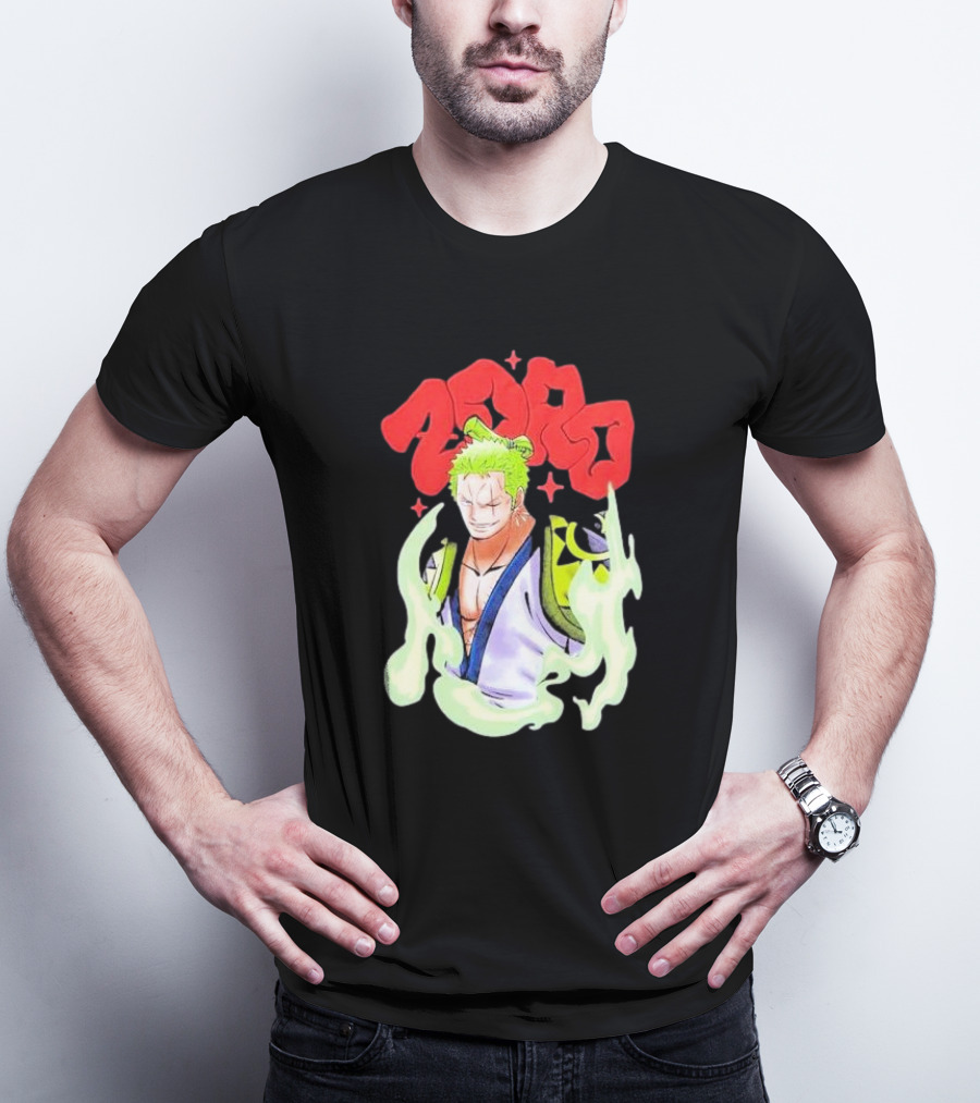 One Piece Zoro Japan Animation Airbrush Style Manga Character T-Shirt