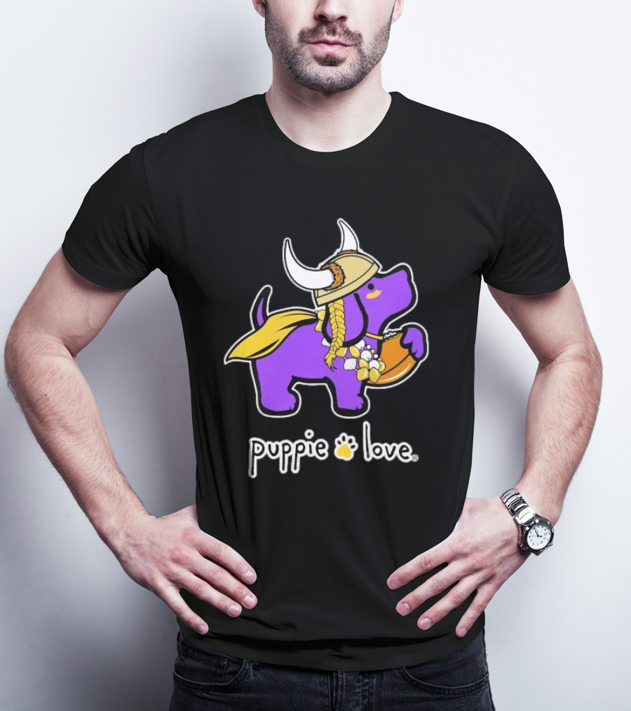 Puppie Love Purple And Gold Viking Pup Minnesota Vikings T-Shirt
