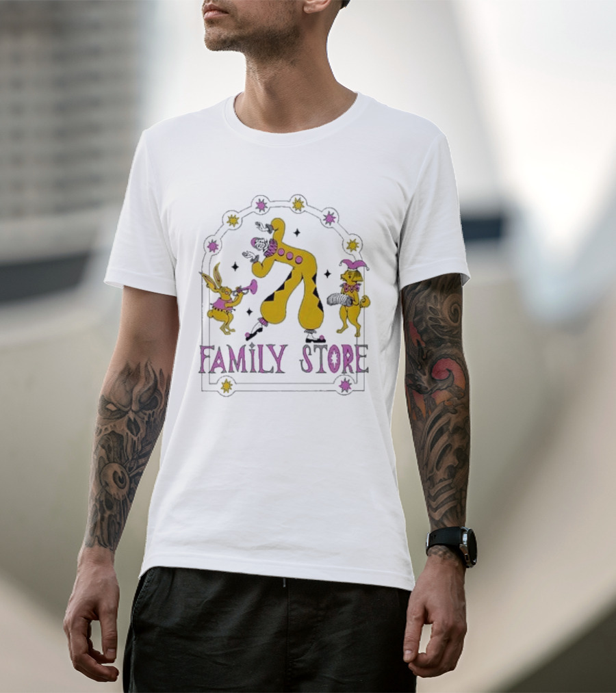 FS X Maddie Fischer Family Store Clown Arch With Rabbit And Dog Characters T-Shirt