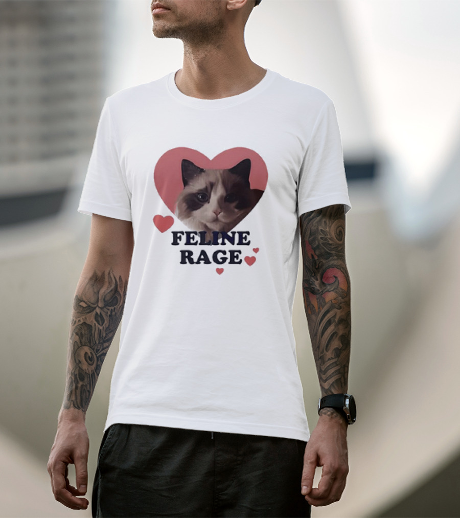 Feline Rage Heart Love Cat T-Shirt