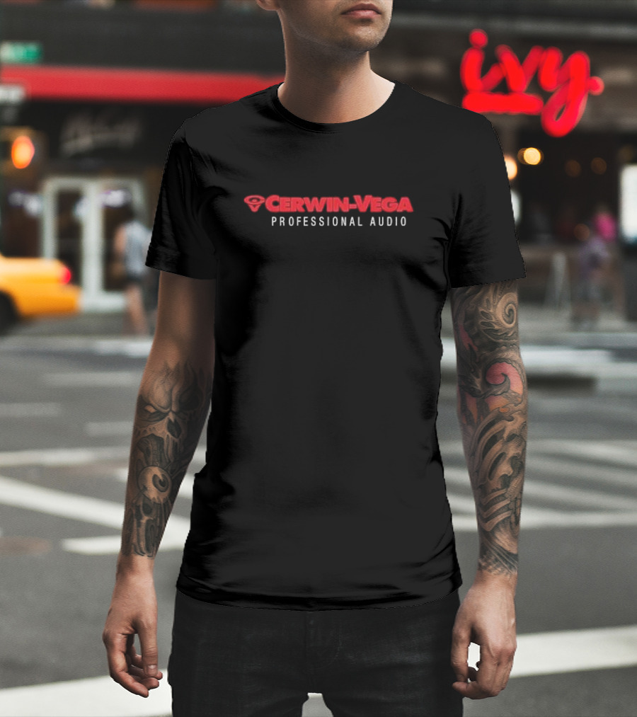 Cerwin-Vega Professional Audio Speaker Logo Black T-Shirt