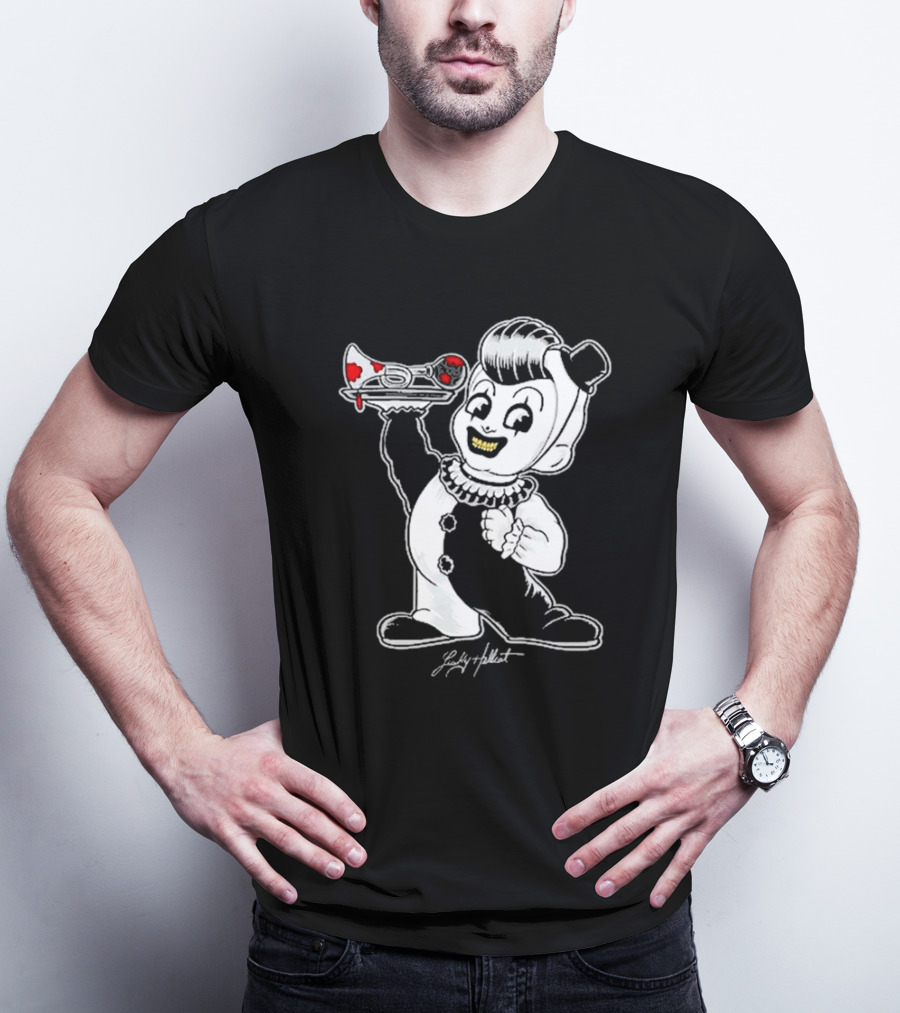 Lucky Hellcat Big Boy Creepy Clown With Chainsaw T-Shirt