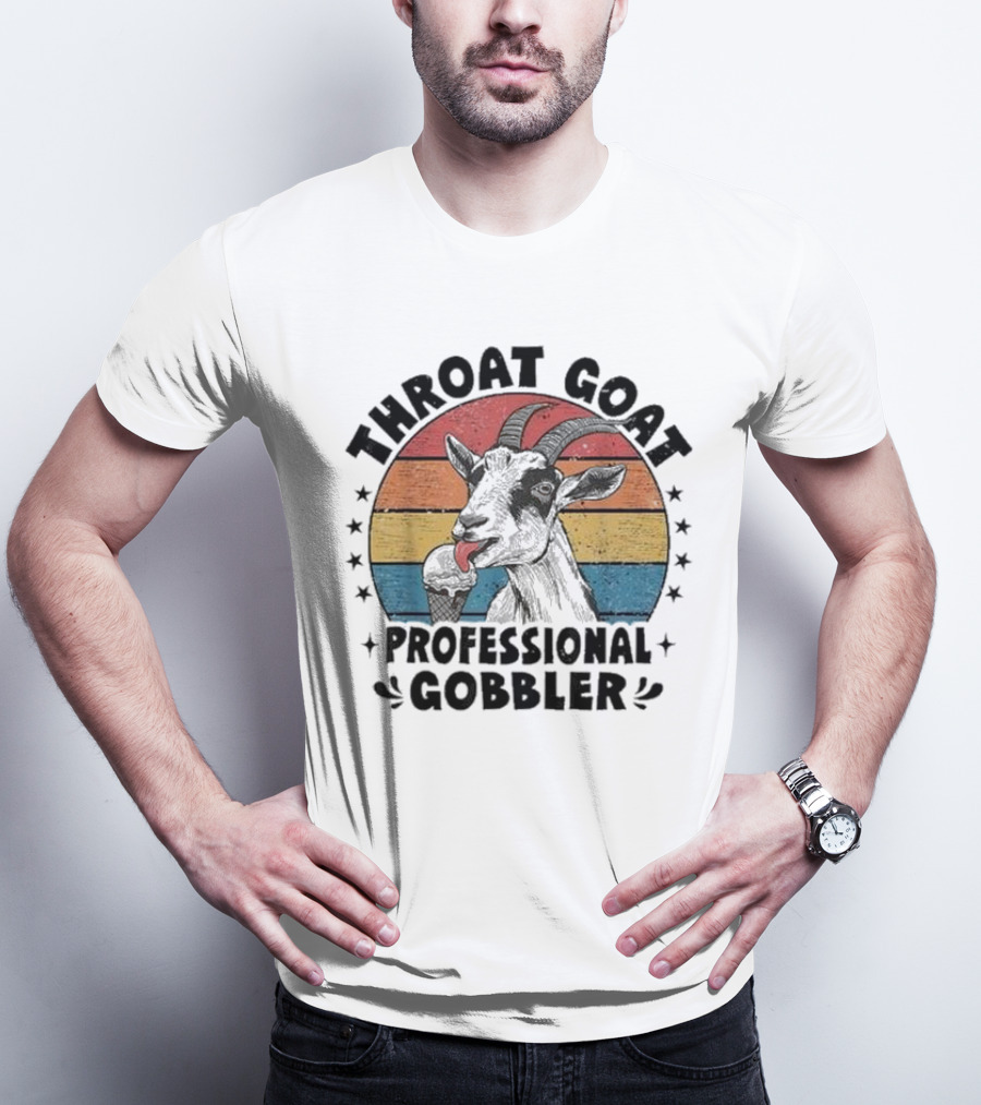 Throat Goat Professional Gobbler Retro Vintage Goat Eating Ice Cream T-Shirt