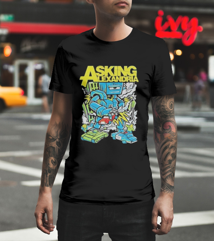 Asking Alexandria Killer Robot Blue And Green Electric Mech T-Shirt