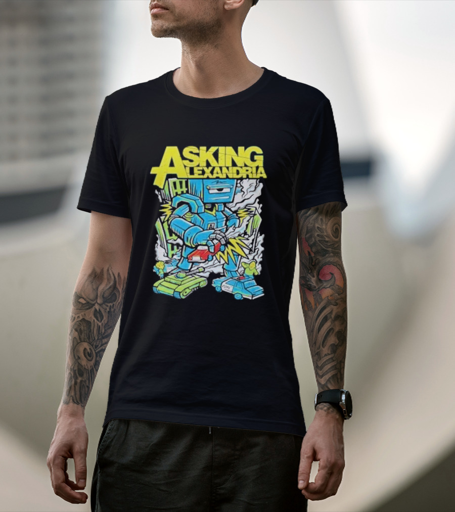 Asking Alexandria Killer Robot Blue And Green Electric Mech T-Shirt