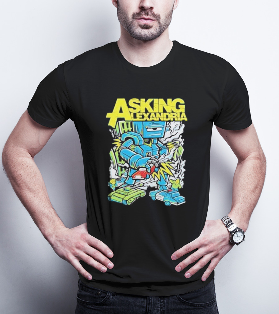 Asking Alexandria Killer Robot Blue And Green Electric Mech T-Shirt