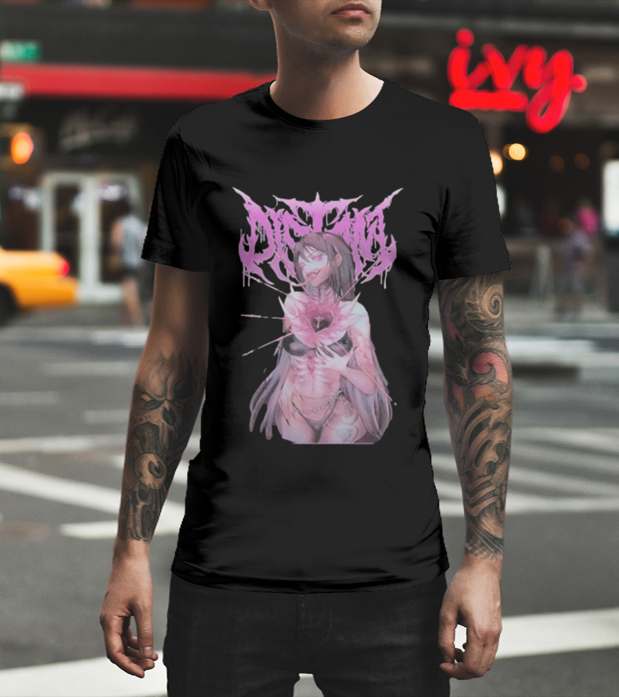 Distant Pink Anime Character With Heart Tattoo T-Shirt