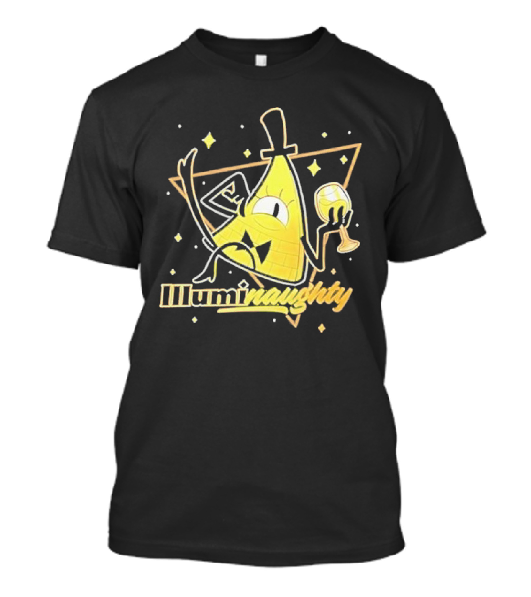 Illuminati Illuminaughty Triangle Cartoon With Wine Glass T-Shirt