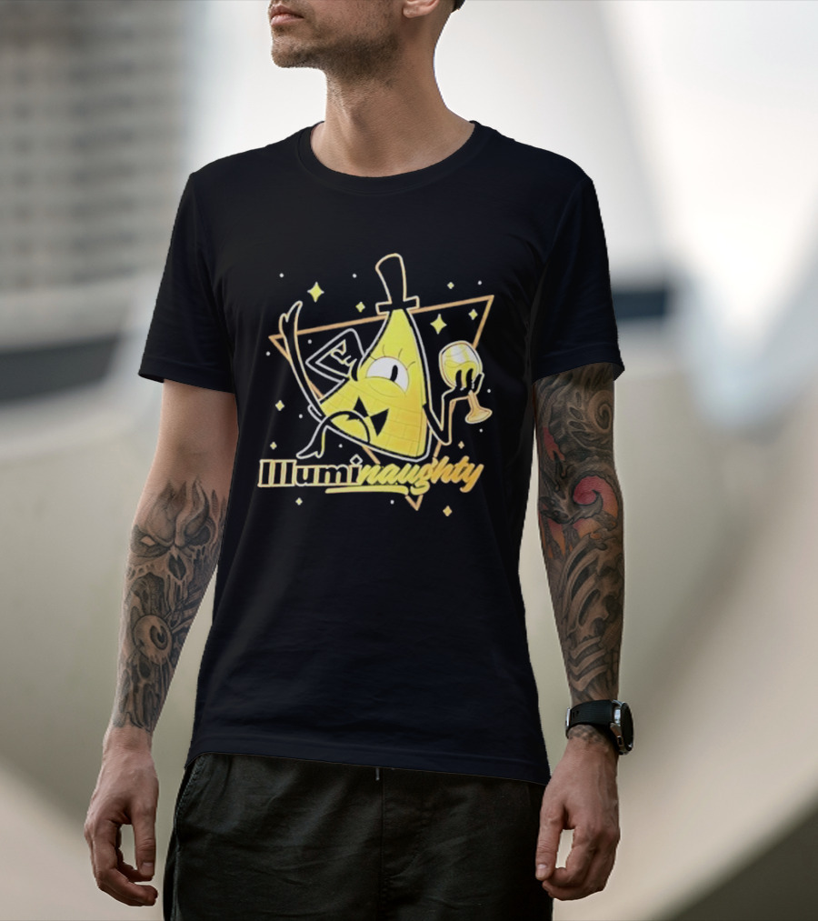 Illuminati Illuminaughty Triangle Cartoon With Wine Glass T-Shirt