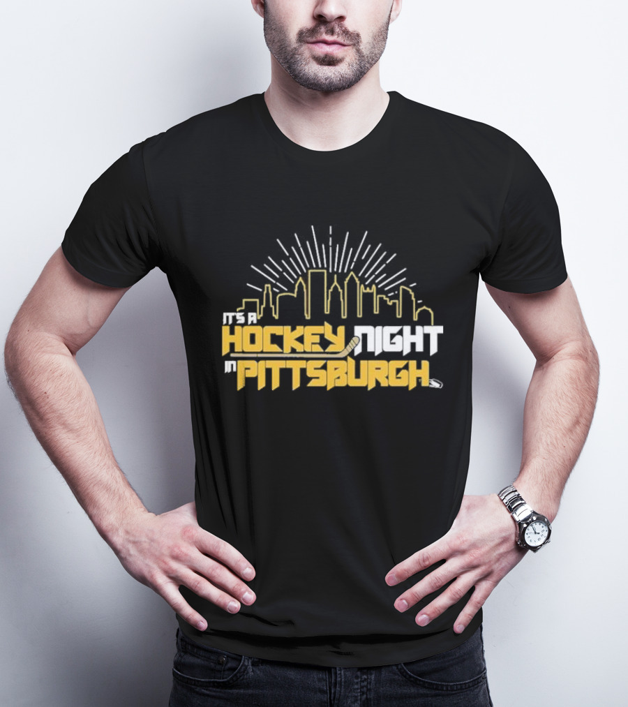 It's A Hockey Night In Pittsburgh Yinz Skyline T-Shirt