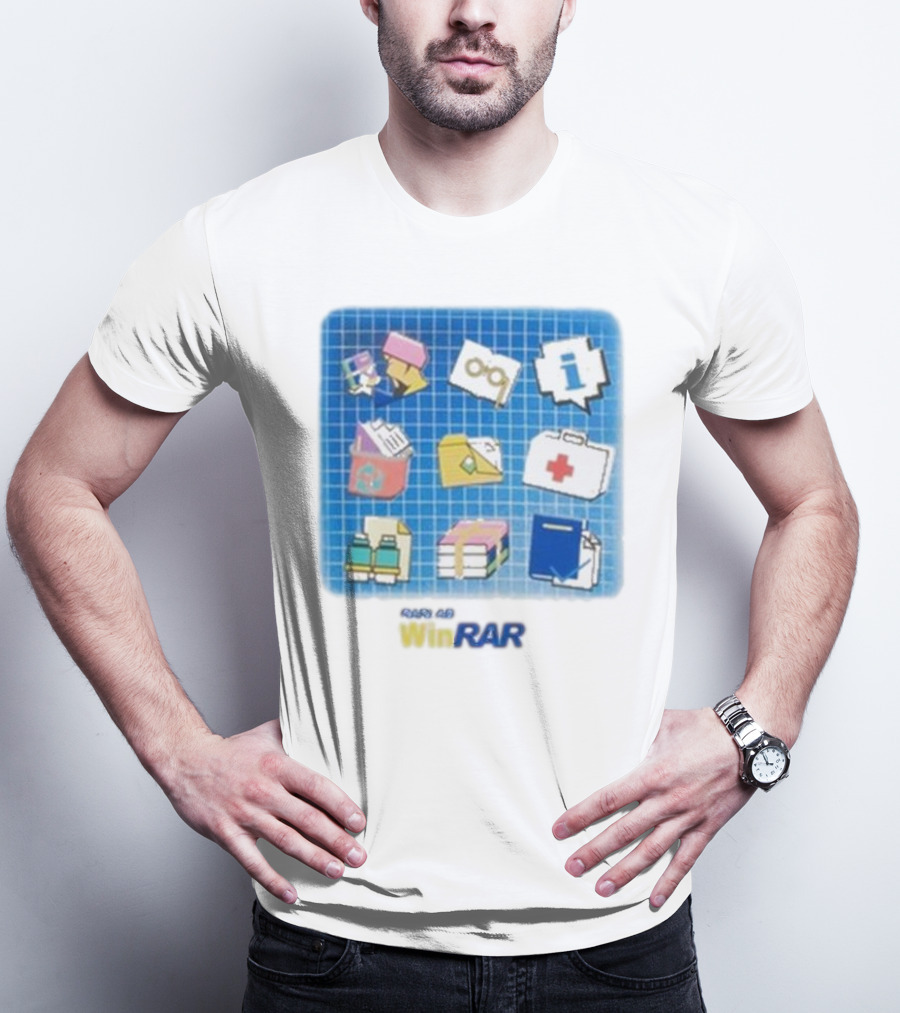 WinRAR Software Update Icon Grid With Colorful Symbols T-Shirt