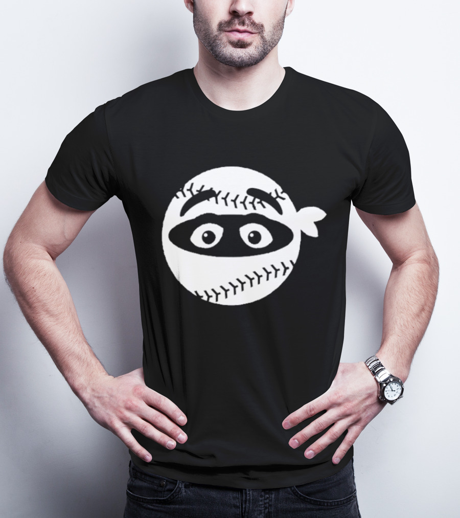 New York Mets Pitching Ninja Baseball Face Grimace T-Shirt
