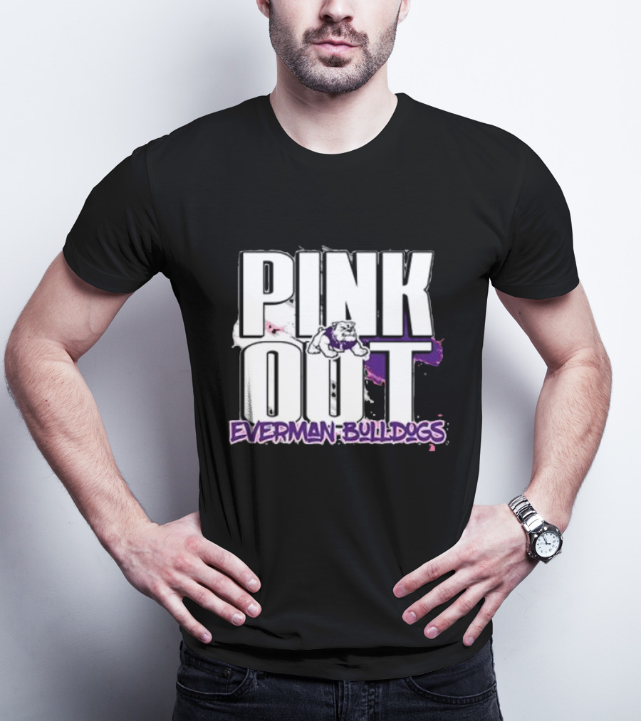 Everman Bulldogs Pink Out Event Featuring Bulldog Mascot T-Shirt