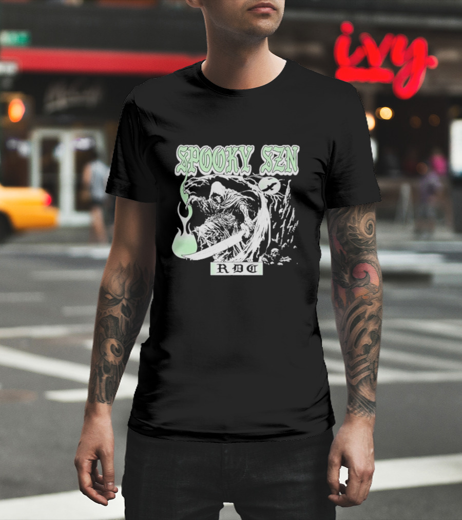 RDCWorld Spooky Szn Grim Reaper Flame T-Shirt