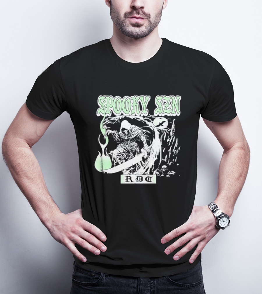 RDCWorld Spooky Szn Grim Reaper Flame T-Shirt