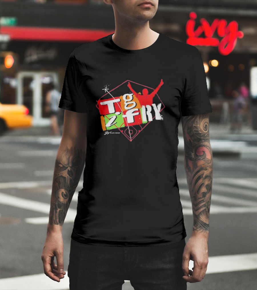 T.g.i.fry 2 Player Celebration Baseball Field T-Shirt