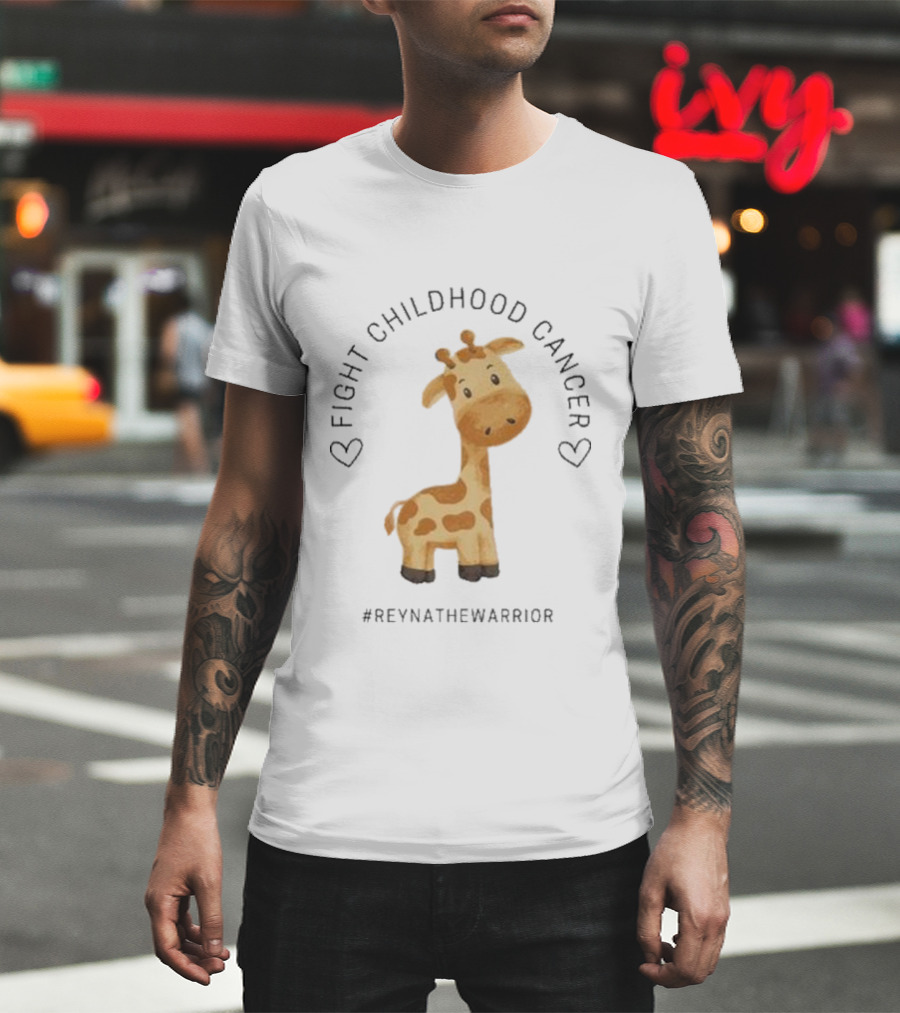 FIGHT CHILDHOOD CANCER REYNATHEWARRIOR GIRAFFE HEARTS T-Shirt