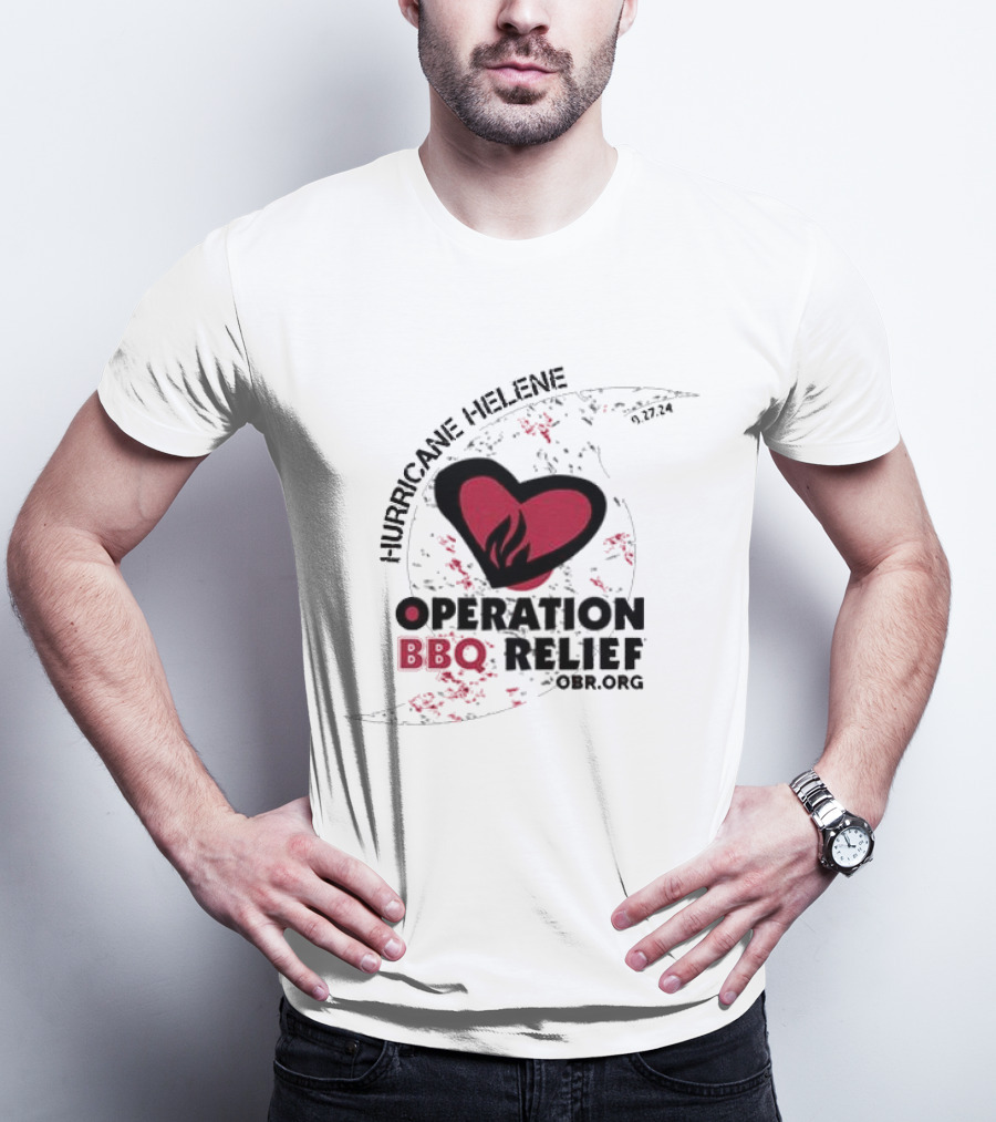 Hurricane Helene Operation BBQ Relief OBR.org Heart Flame 9.27.24 T-Shirt