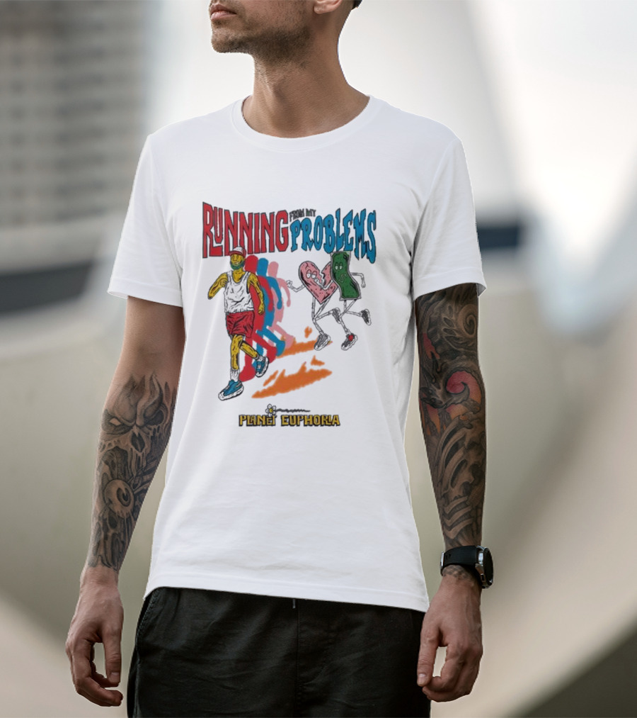 Running From My Problems Cartoon Characters Planet Euphoria T-Shirt
