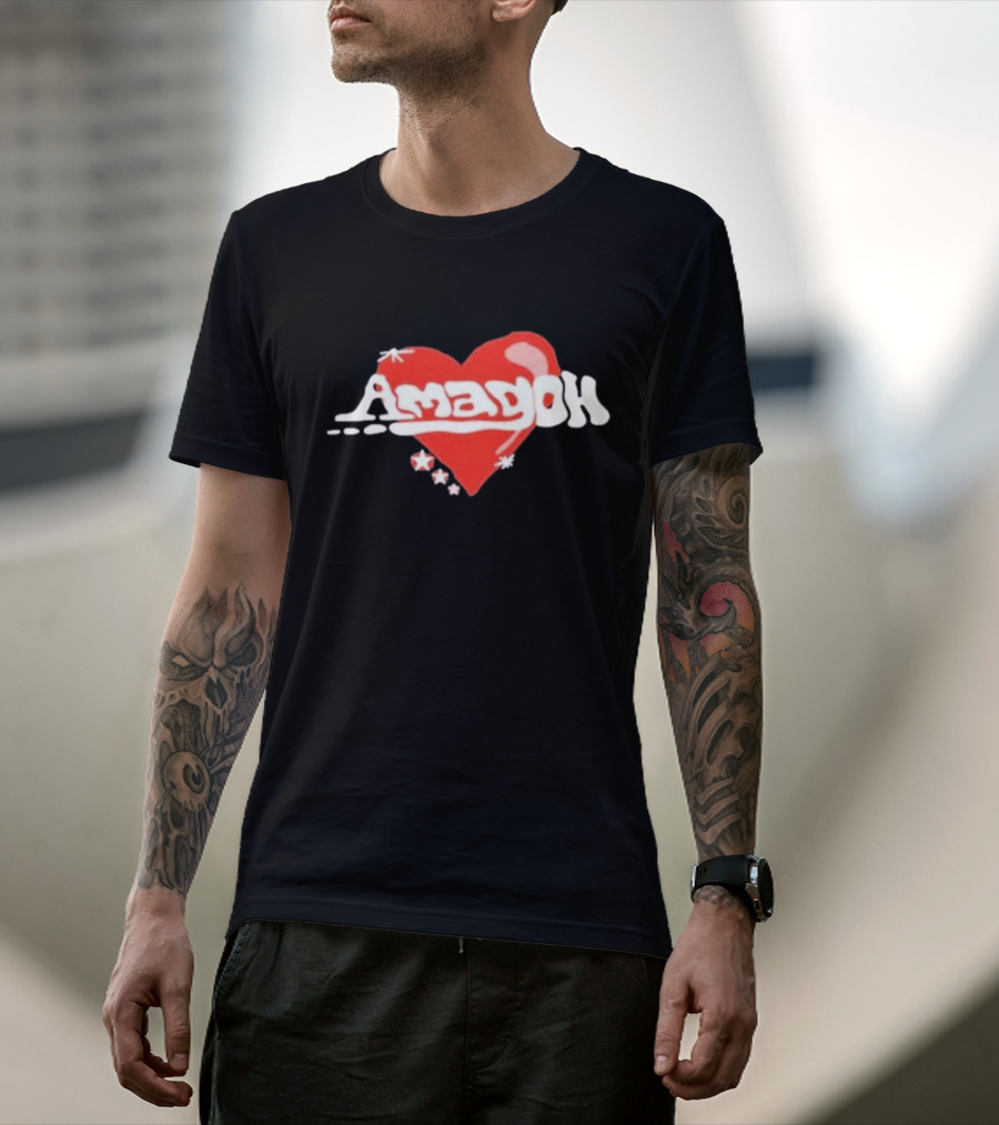 Kofi Stone Amagoh Red Heart Design With Stars T-Shirt