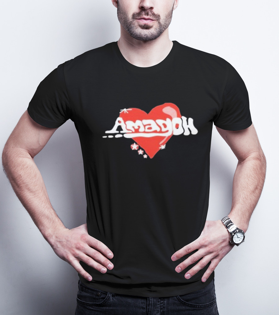 Kofi Stone Amagoh Red Heart Design With Stars T-Shirt