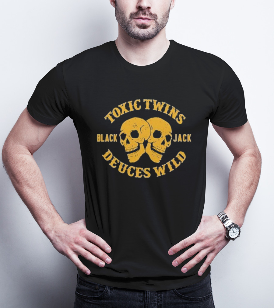 Toxic Twins Deuces Wild Black Jack Skull Skulls T-Shirt