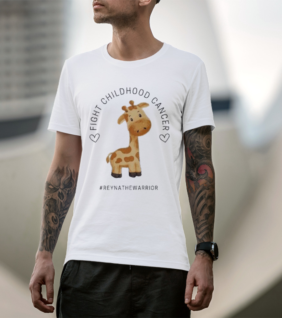 Fight Childhood Cancer Reyna The Warrior Giraffe Hearts T-Shirt