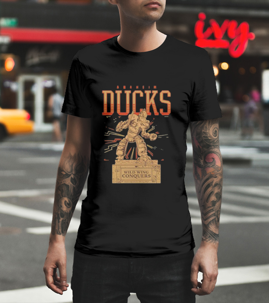 Anaheim Ducks Wild Wing Conquers Statue T-Shirt