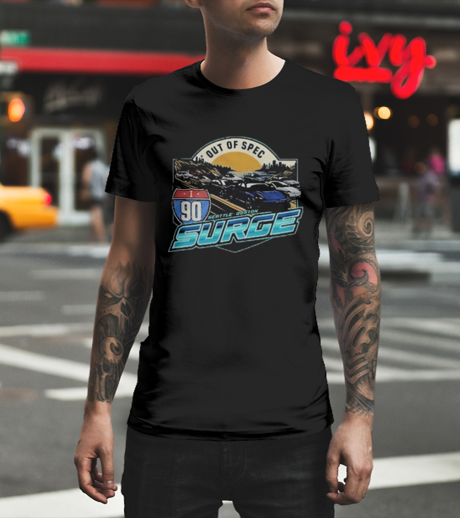 I-90 Surge Out Of Spec Seattle Boston Highway Traffic Scene T-Shirt