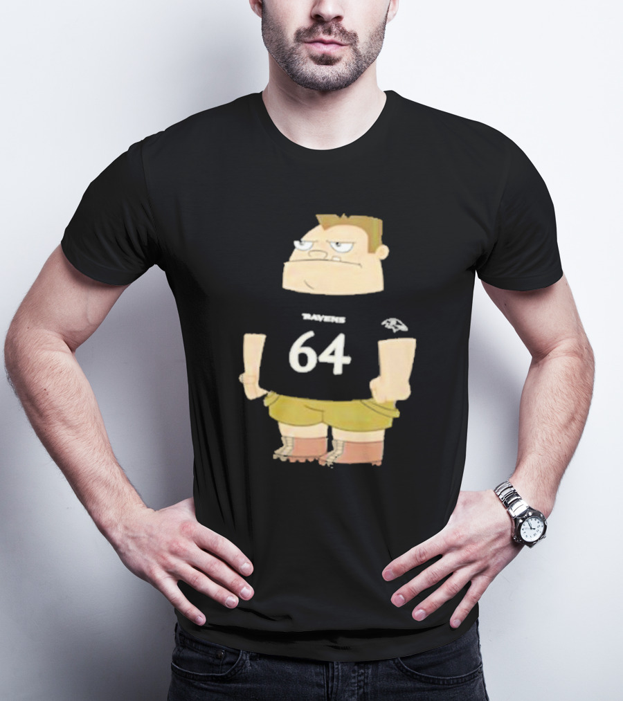 Ravens 64 Cartoon Character Tyler Linderbaum Only Fears God Texas Fears Oklahoma T-Shirt